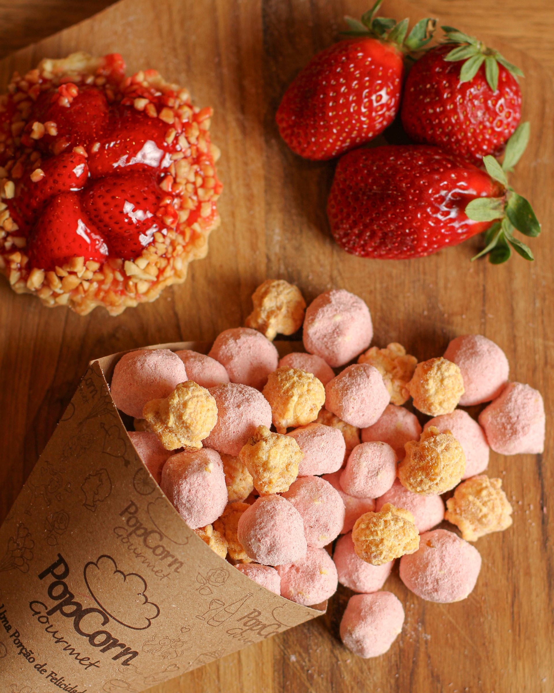 Popcorn Gourmet lança sabor Tortinha de Morangos - Mapa das Franquias